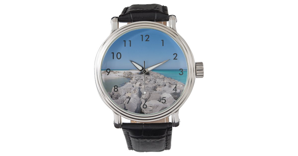Middle Of Shell Island Jetty Wrist Watch | Zazzle