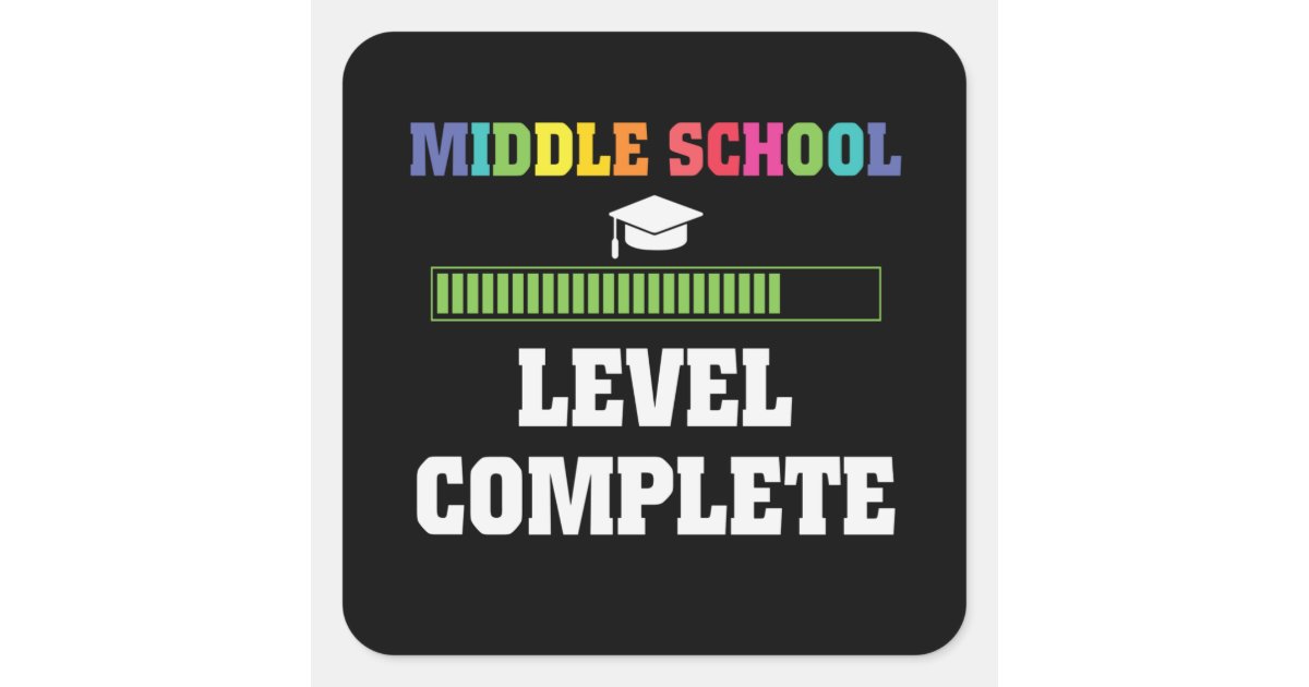 Middle School Level Complete Back to School Gamer Square Sticker | Zazzle