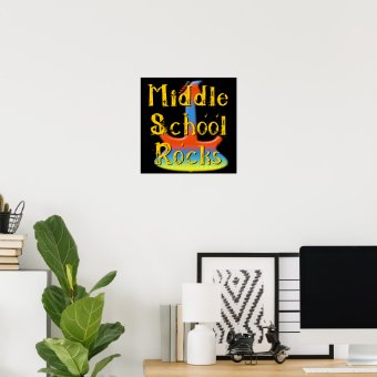 Middle School Rocks - Guitar Poster | Zazzle