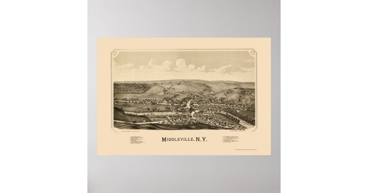Middleville, NY Panoramic Map - 1890 Poster | Zazzle