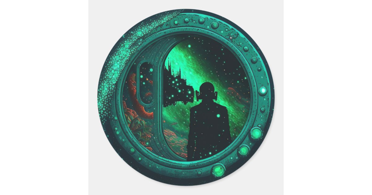 Midjourney Monsters Porthole Series Classic Round Sticker | Zazzle