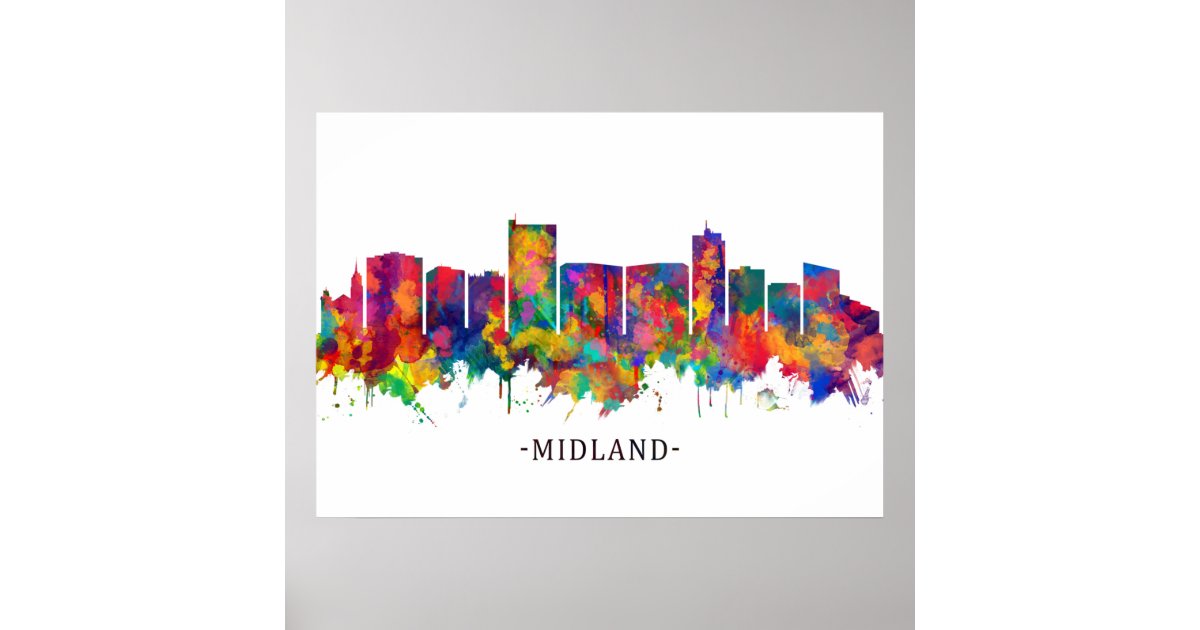 Midland Texas Skyline Poster | Zazzle