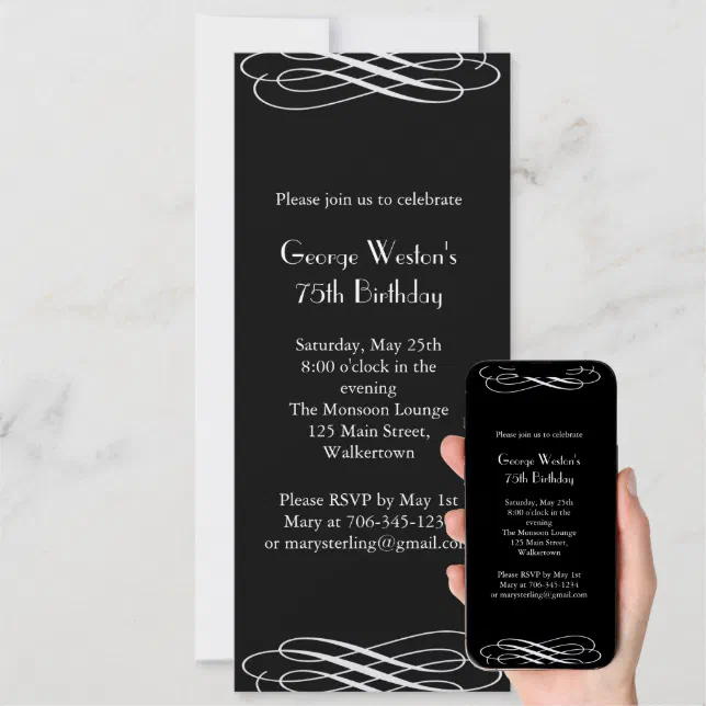 Midnight Birthday Invitation (black) | Zazzle