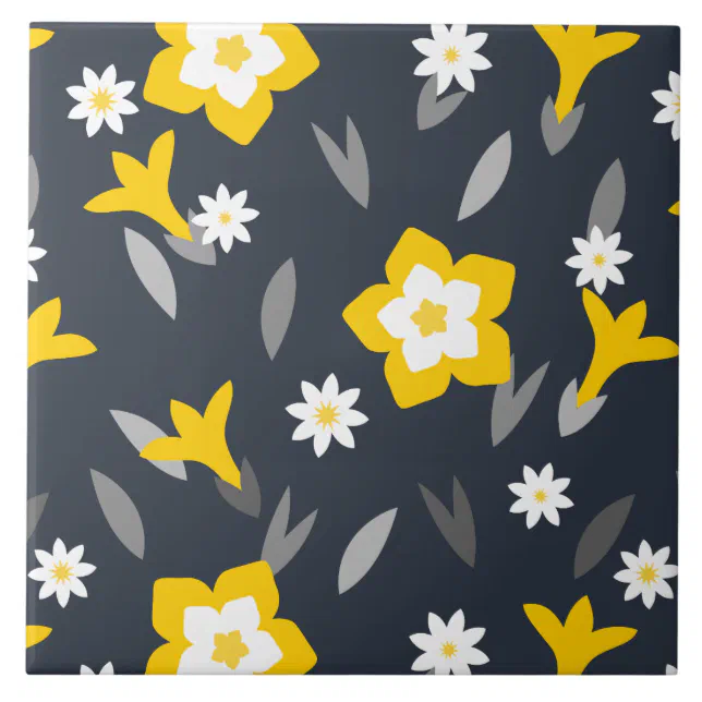 Midnight Bloom Ceramic Tile | Zazzle