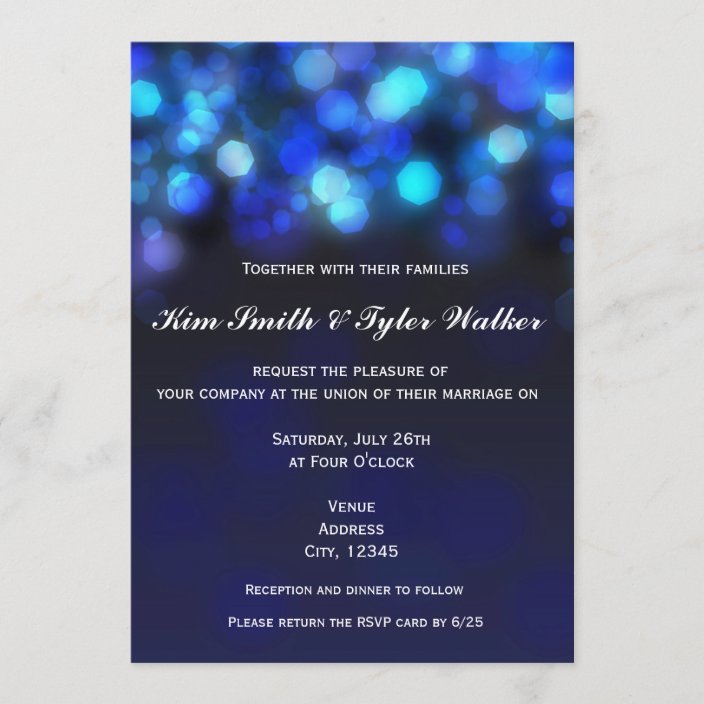 Midnight Blue Bokeh Light Sky Wedding Invitation | Zazzle.com