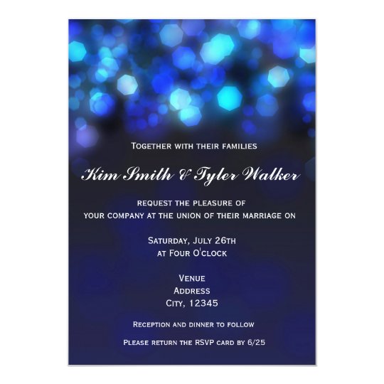 Midnight Blue Bokeh Light Sky Wedding Invitation | Zazzle.com