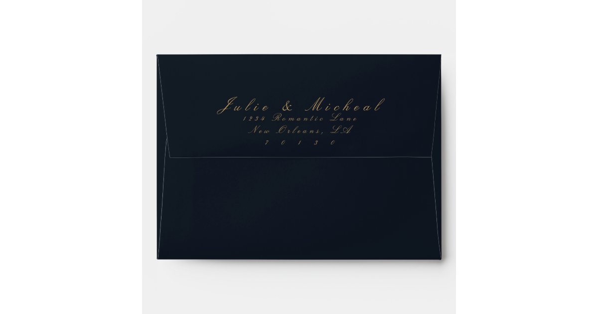 Midnight Blue Calligraphy Invitation Envelope | Zazzle