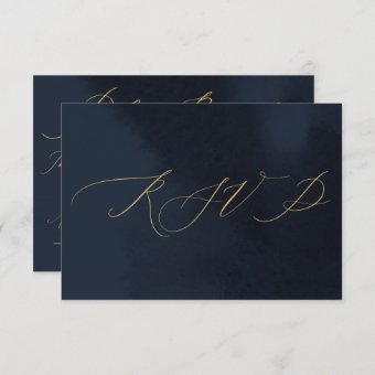 Midnight Blue Calligraphy Wedding Invitation RSVP | Zazzle