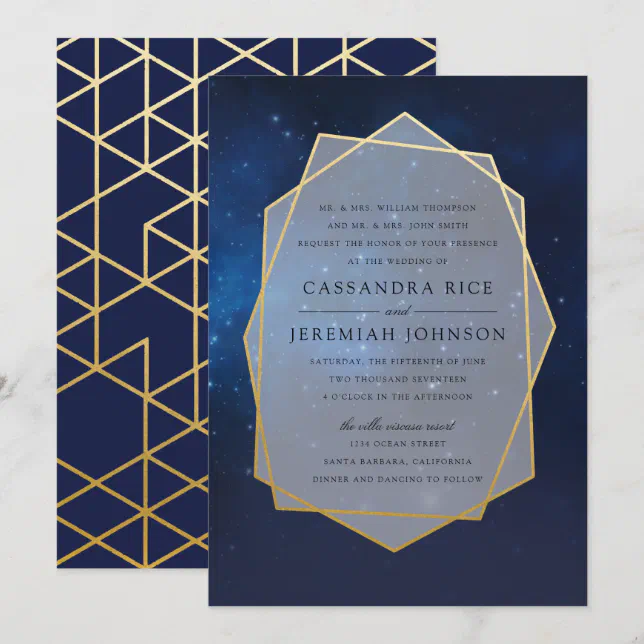 Midnight Blue Constellation Wedding Invitations | Zazzle