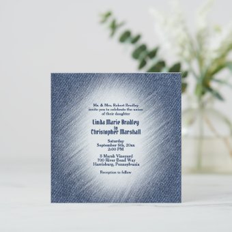 Midnight Blue Denim Wedding Invitation | Zazzle