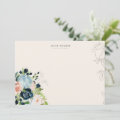 Midnight Blue Floral Blush Stationery Note Card | Zazzle
