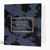 Midnight Blue Floral Pattern Personalized Binder | Zazzle