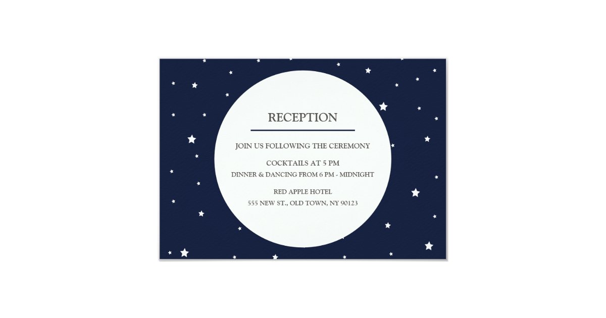 Midnight Blue Full Moon Star Wedding Reception Invitation | Zazzle.com