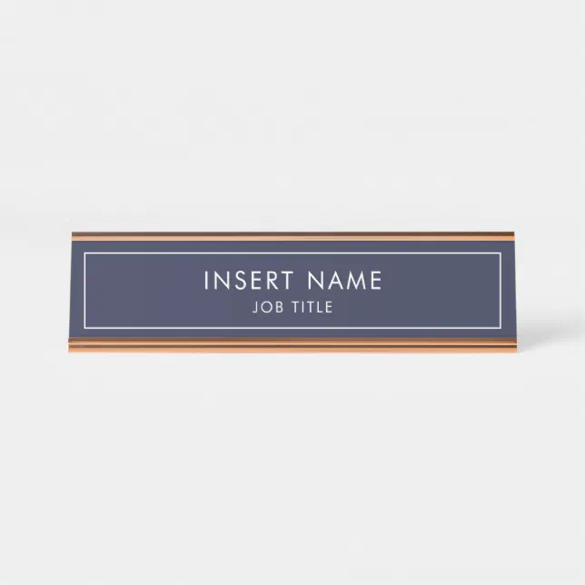 Midnight Blue Modern Professional Desk Name Plate | Zazzle