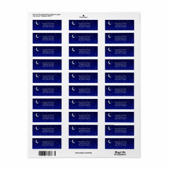 Midnight Blue Over the Moon Baby Shower Address Label | Zazzle