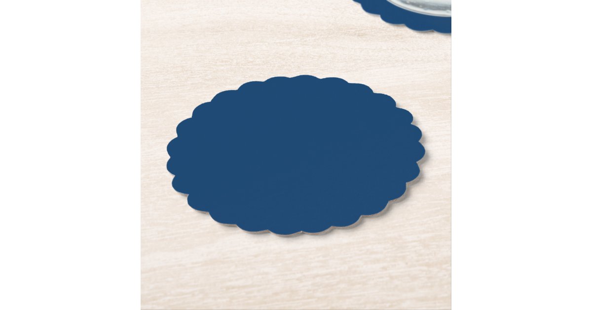 Midnight Blue Scalloped Paper Coaster | Zazzle