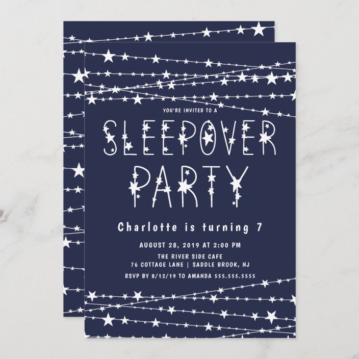 Midnight Blue Sleepover Birthday Party Invitation | Zazzle.com