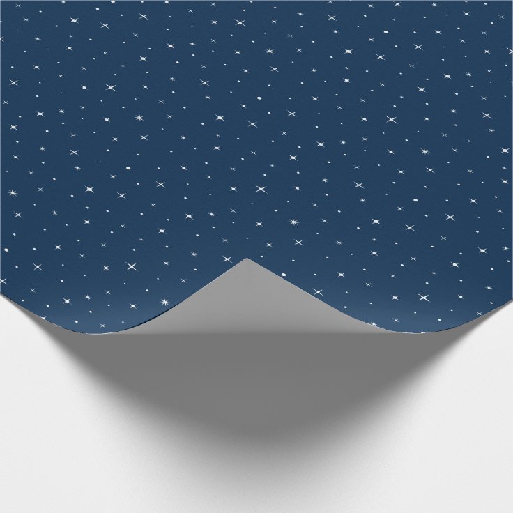 Midnight Blue & White Star Pattern Holiday Wrapping Paper | Zazzle