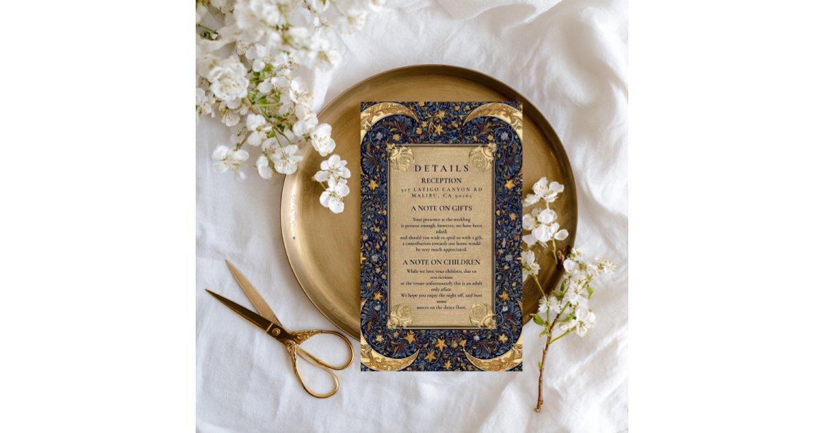 Midnight Celestial Baroque Wedding Enclosure Card | Zazzle