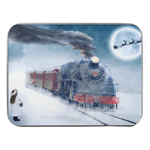 Midnight Christmas Train with Girl and Santa Jigsaw Puzzle | Zazzle