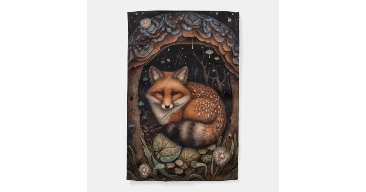 Midnight Fox Garden Flag | Zazzle
