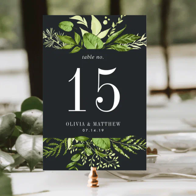 Midnight Garden | Personalized Table Number Card | Zazzle
