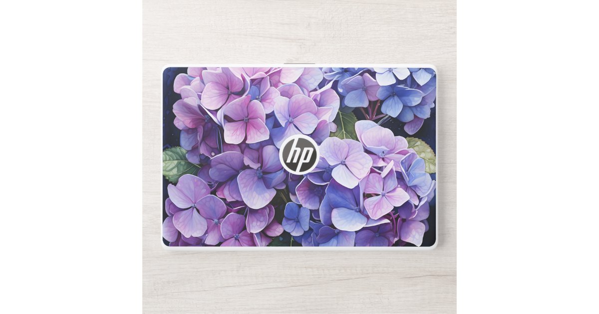 Midnight Garden Violet Hydrangea Watercolor HP Laptop Skin | Zazzle