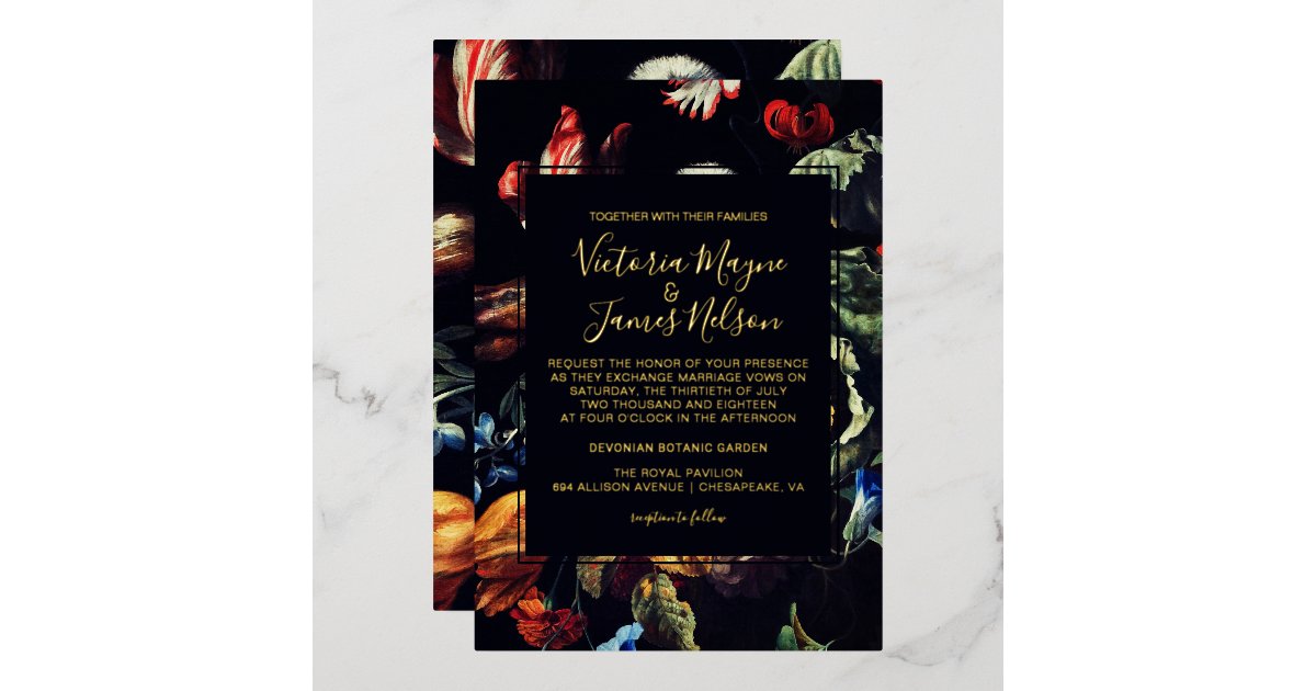 Midnight Garden Wedding Invitation Foil Invitation | Zazzle