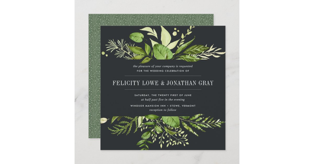 Midnight Garden Wedding Invitation | Square | Zazzle