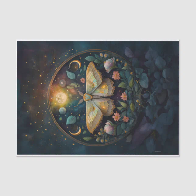 Midnight Gossamer Wings, Moth & Moon Tissue Paper | Zazzle