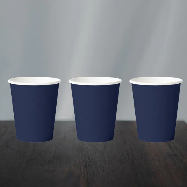 Midnight Navy Blue Solid Color Paper Cups | Zazzle