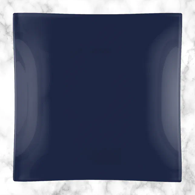 Midnight Navy Blue Solid Color Trinket Tray | Zazzle