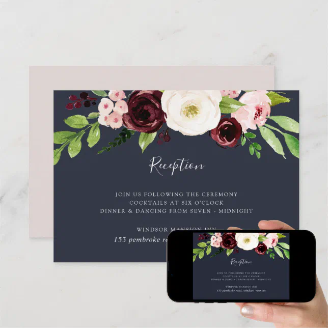 Midnight Romance Reception Card | Zazzle