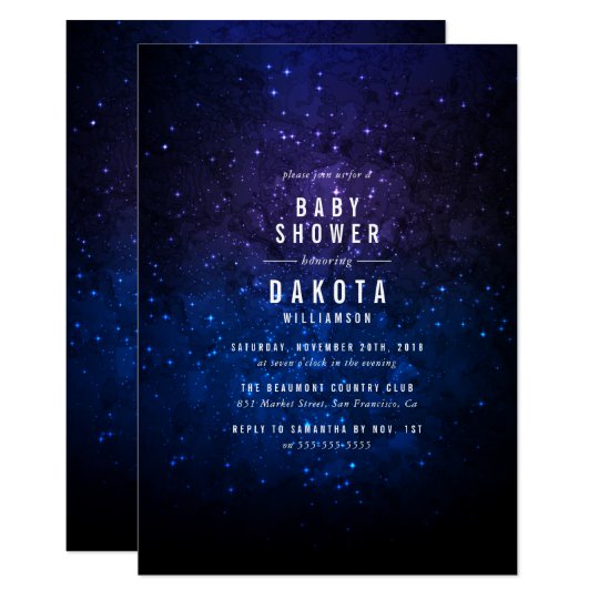 Midnight Sky & Shining Stars | Galaxy Baby Shower Invitation | Zazzle.com