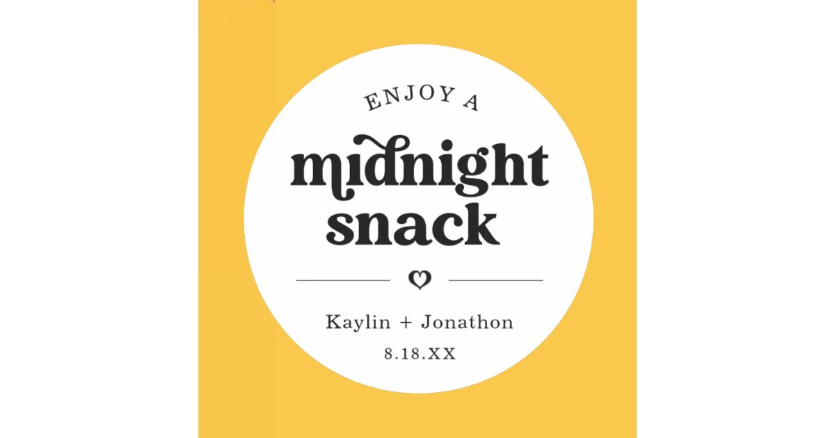 Midnight Snack Wedding Favor Labels | Zazzle