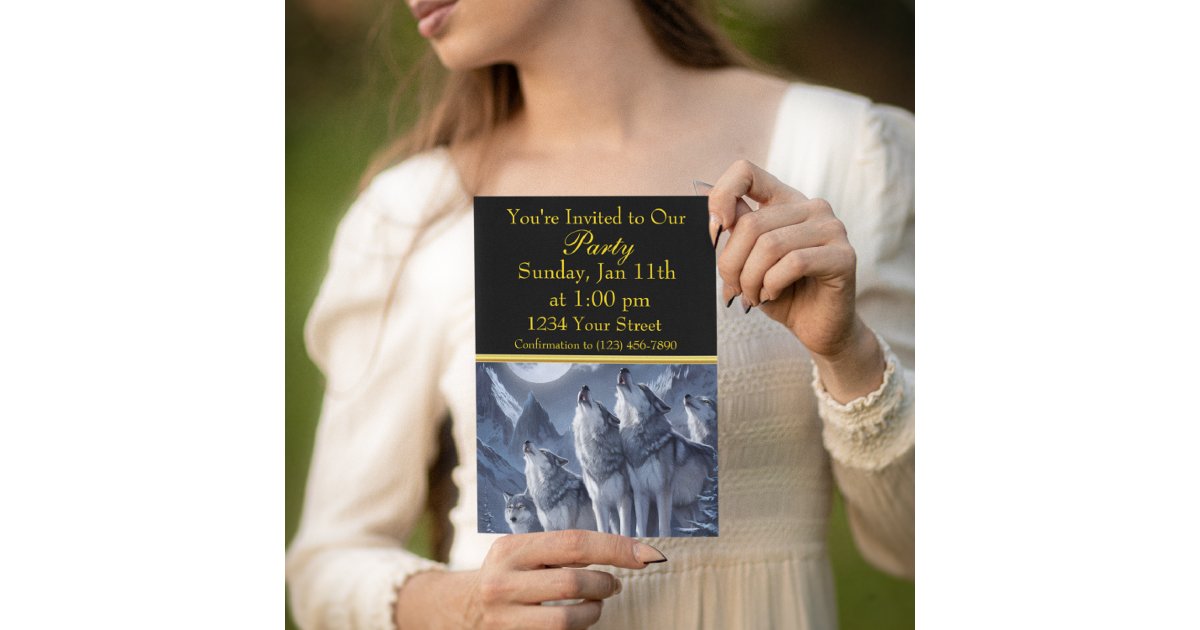 Midnight Summit Wolves Trio Invitation | Zazzle