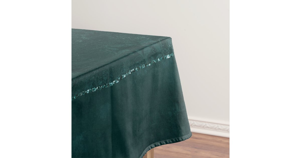Midnight Teal Romance | Dark Satiny Grunge Damask Tablecloth | Zazzle