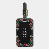 Midnight Wildflowers - Name & Initial Luggage Tag | Zazzle