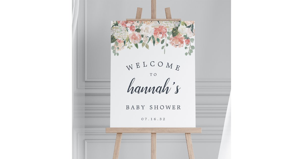 Midsummer Floral Baby Shower Welcome Sign | Zazzle