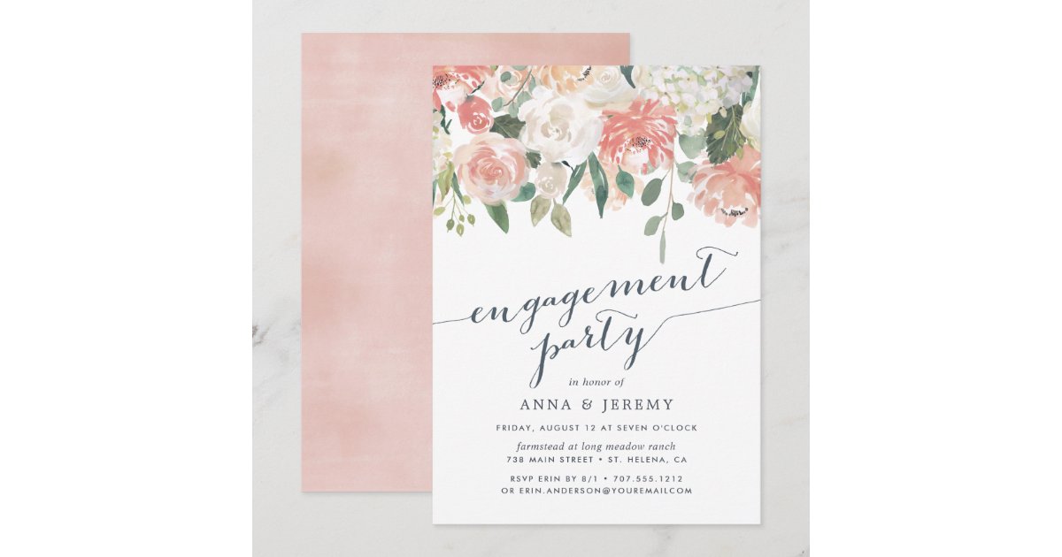 Midsummer Floral | Engagement Party Invitation | Zazzle