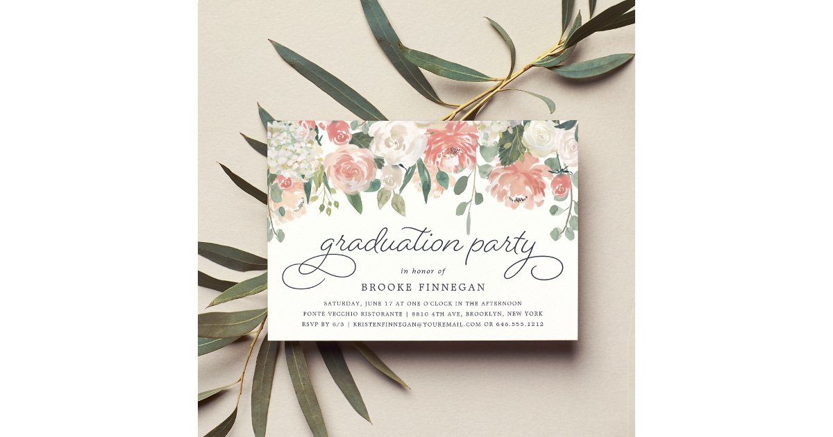 Midsummer Floral Graduation Party Invitation | Zazzle