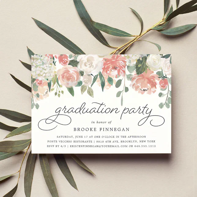 Midsummer Floral Graduation Party Invitation | Zazzle