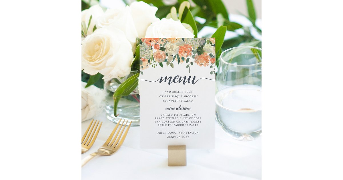 Midsummer Floral Menu Card | Zazzle