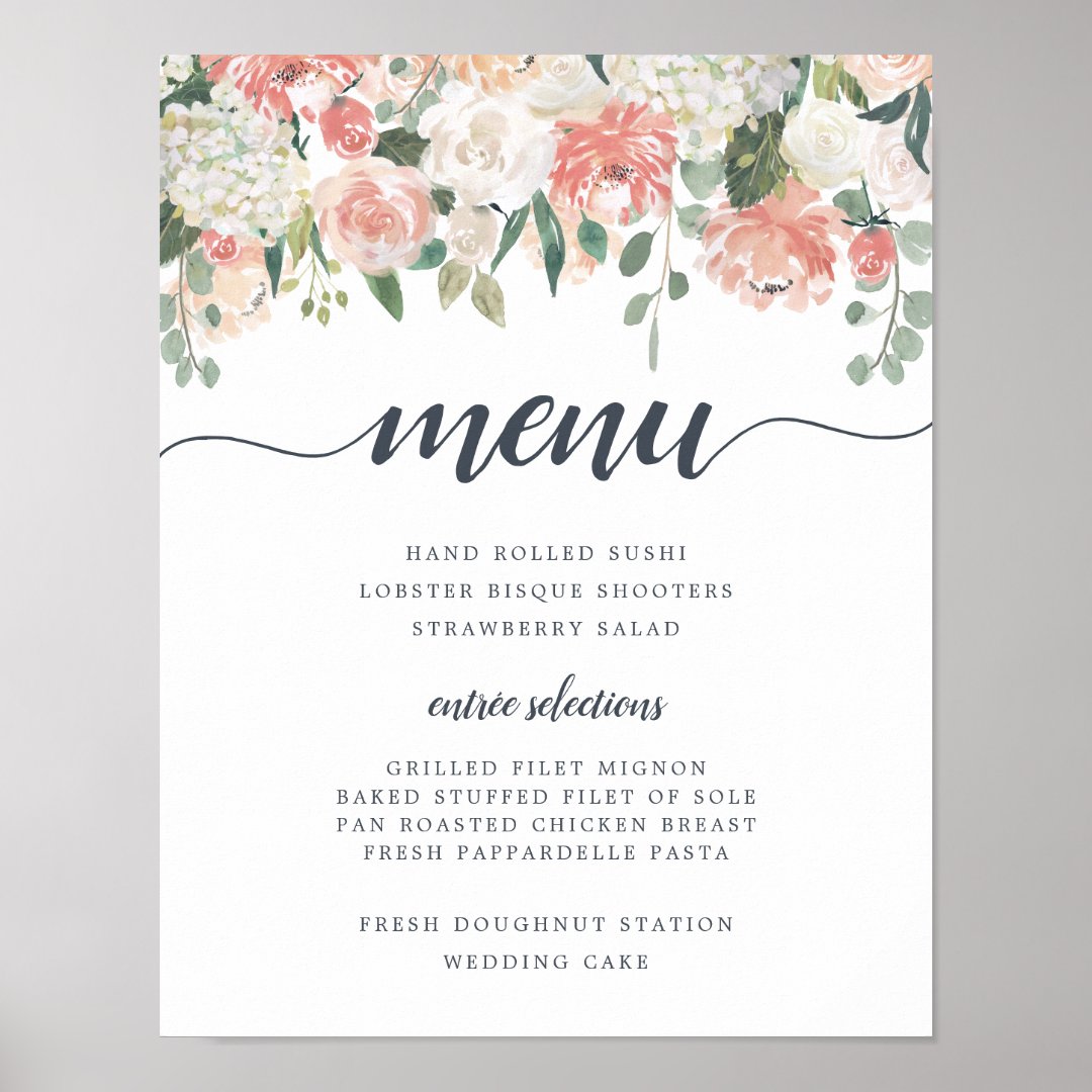 Midsummer Floral Menu Sign | Zazzle