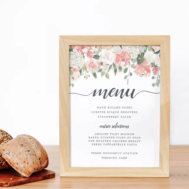 Midsummer Floral Menu Sign | Zazzle