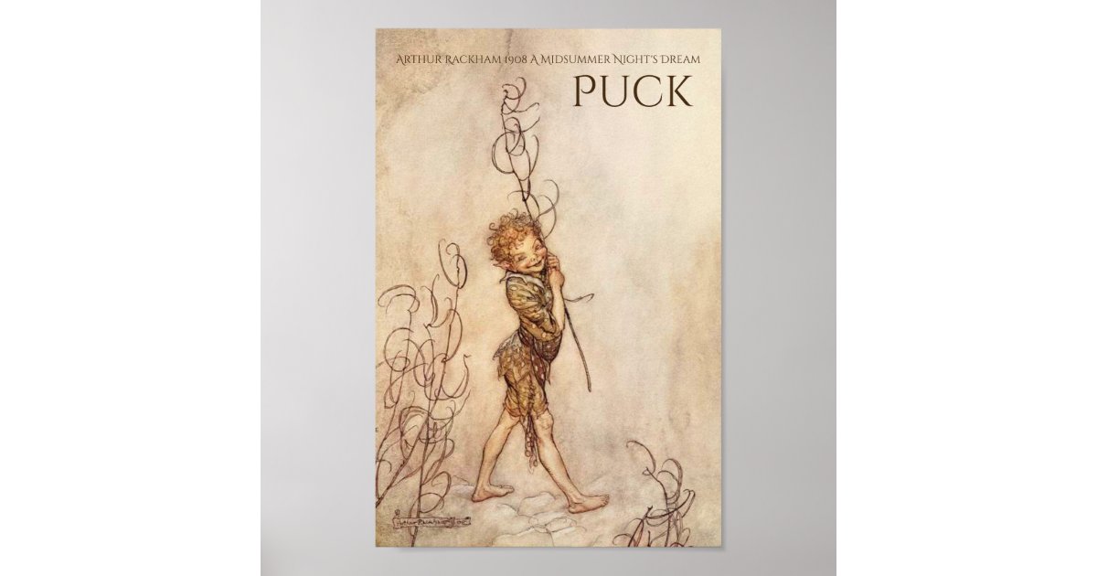 Midsummer Night's Dream Puck Arthur Rackham Poster | Zazzle