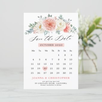 Midsummer Peach Pastel Pink Floral Calendar Save The Date | Zazzle
