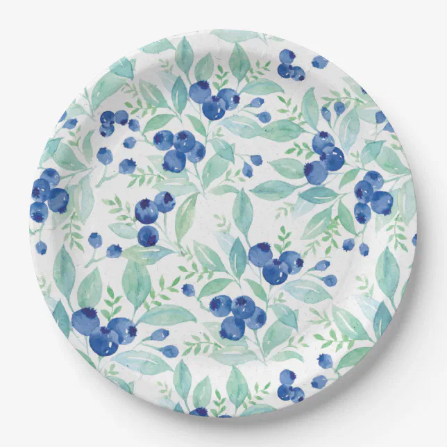 Midsummer Rustic Blueberry Berry Summer Pattern Paper Plates | Zazzle