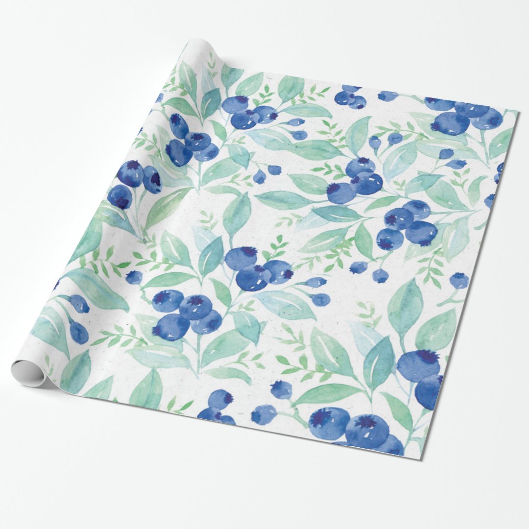Midsummer Rustic Blueberry Berry Summer Pattern Wrapping Paper | Zazzle