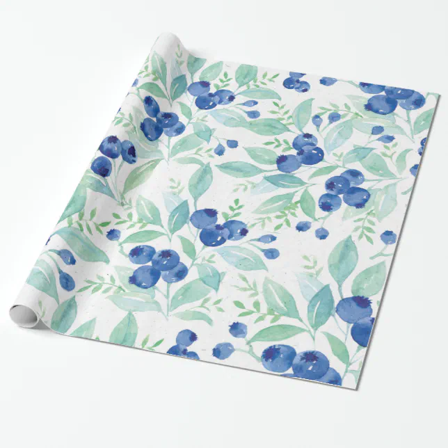 Midsummer Rustic Blueberry Berry Summer Pattern Wrapping Paper | Zazzle